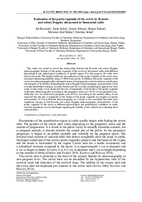 (PDF) Evaluation of the portio vaginalis of the cervix by B-mode and ...