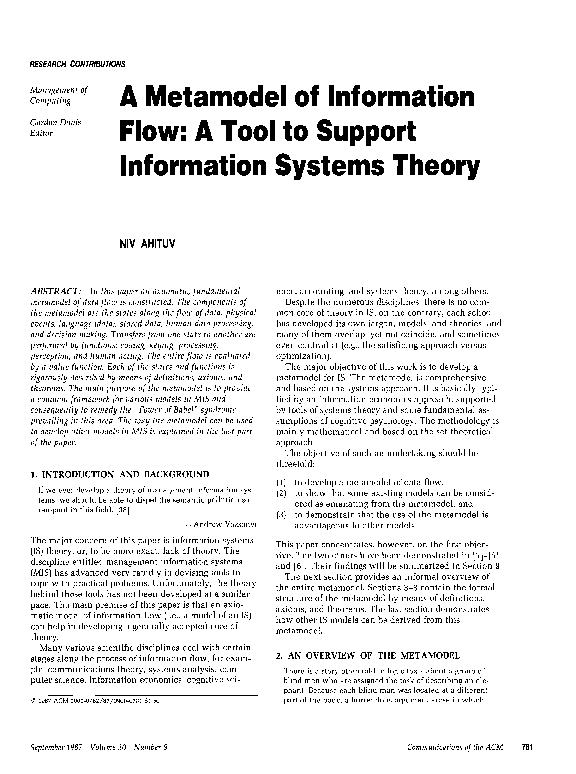 (PDF) A metamodel of information flow: a tool to support information systems theory