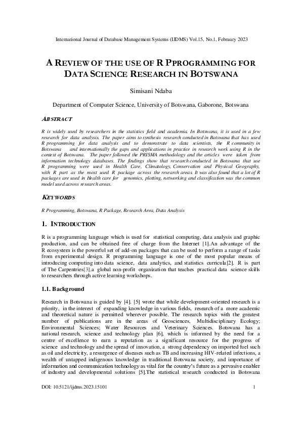 (PDF) A Review of the Use of R Programming for data Science Research in ...