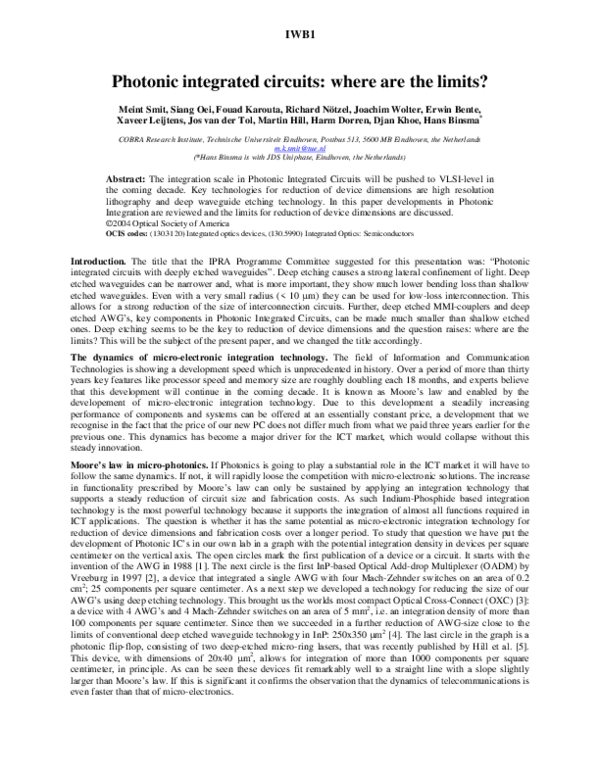 (PDF) Photonic Integrated Circuits