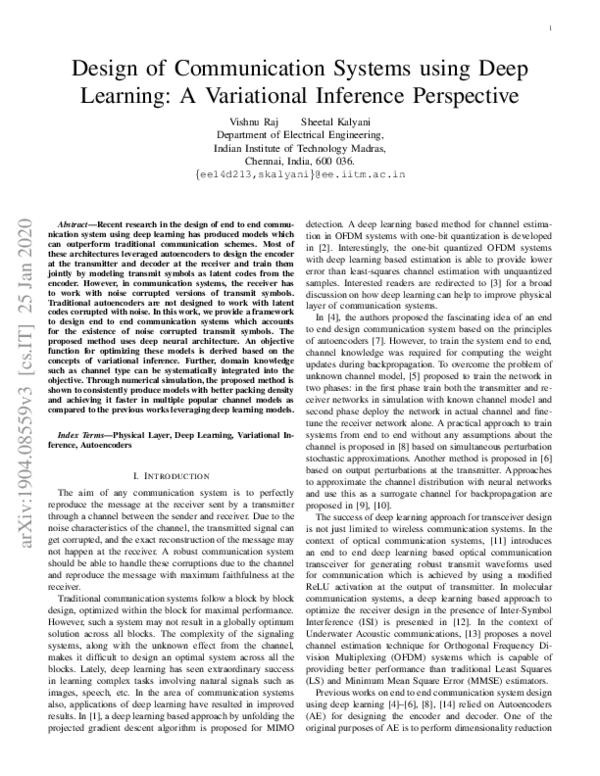 (PDF) Deep Learning Architectures for Modeling Communication Systems