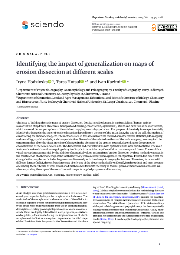 (PDF) Identifying the impact of generalization on maps of erosion dissection at different scales