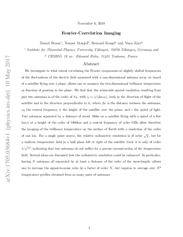 Pdf Fourier Correlation Imaging