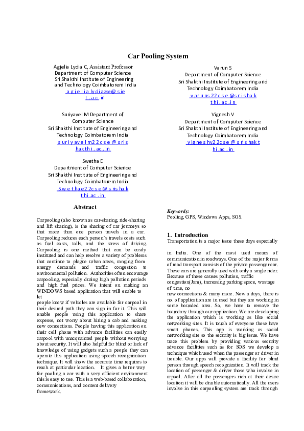 (DOC) Car Pooling System