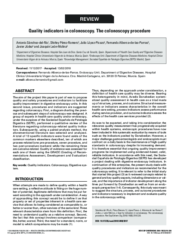 (PDF) Quality indicators in colonoscopy. The colonoscopy procedure