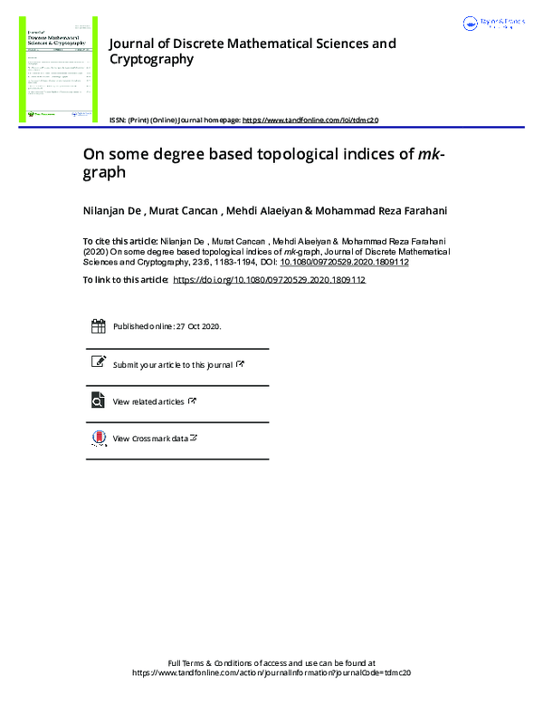 (PDF) On some degree based topological indices of mk-graph