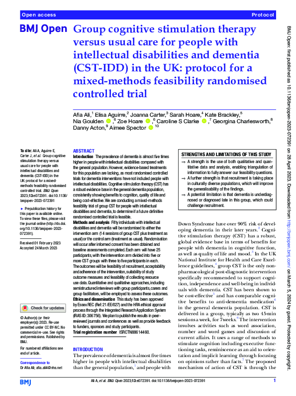 (PDF) Group cognitive stimulation therapy versus usual care for people with intellectual ...