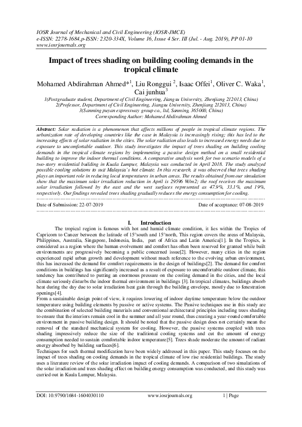 (PDF) Impact of trees shading on building cooling demands in the ...