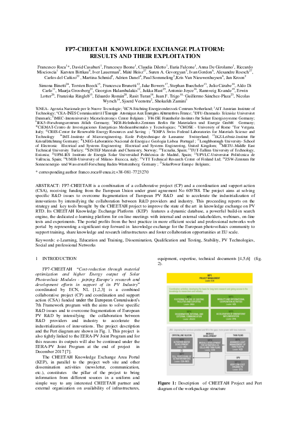 (PDF) FP7-CHEETAH Knowledge Exchange Platform: Results and their ...