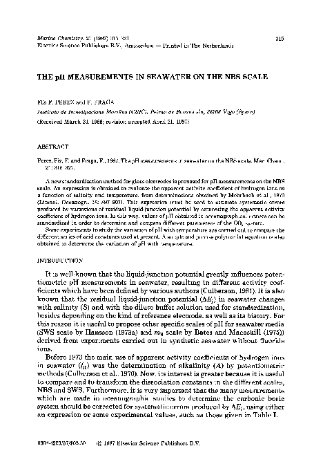 (PDF) The pH measurements in seawater on the NBS scale