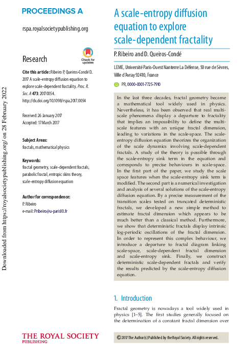 (PDF) A scale-entropy diffusion equation to explore scale-dependent ...