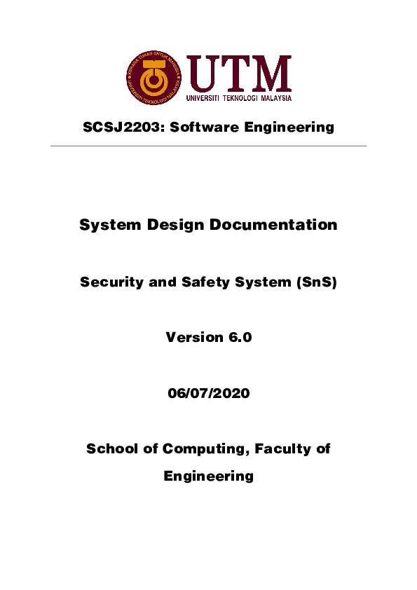 (DOC) System Design Documentation for Security and Safety System