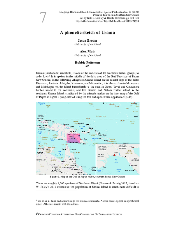 (PDF) 7. A phonetic sketch of Urama | Robbie Petterson - Academia.edu