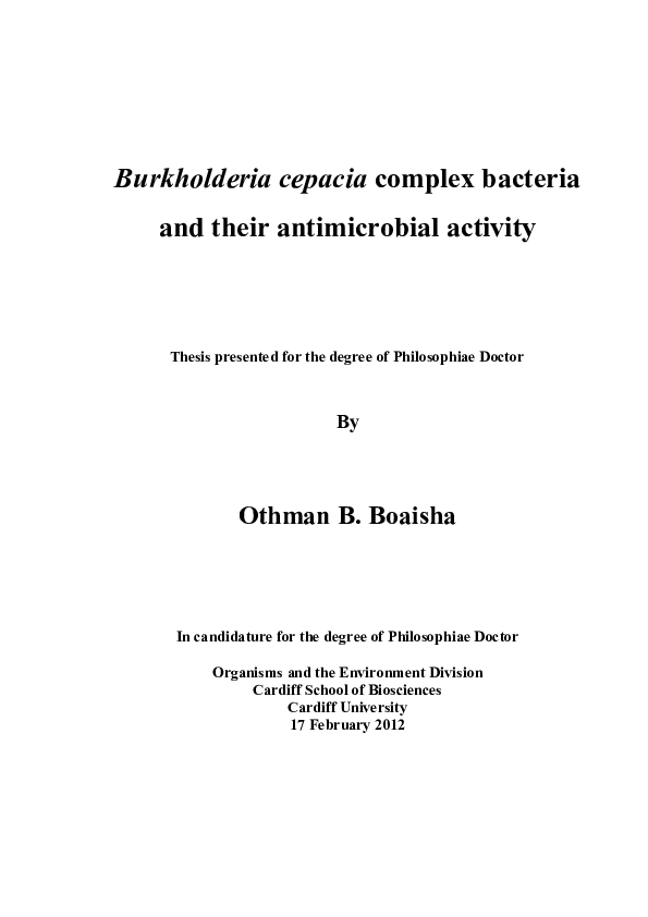 (PDF) Burkholderia cepacia complex bacteria and their antimicrobial ...