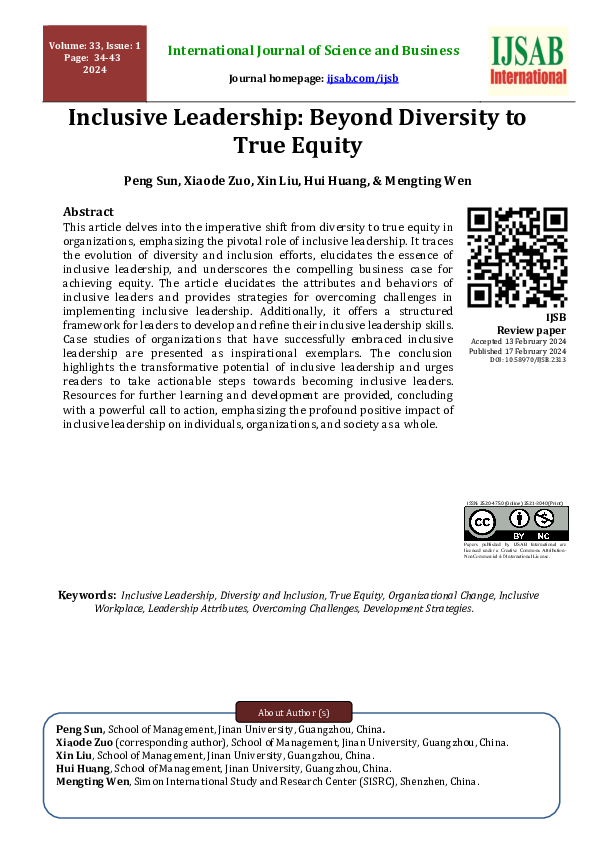 (PDF) Inclusive Leadership: Beyond Diversity to True Equity