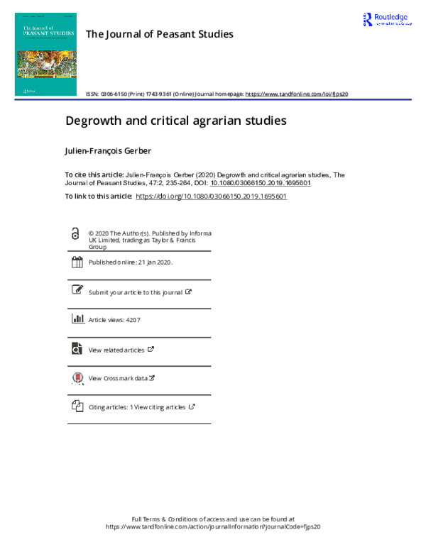 (PDF) Degrowth and critical agrarian studies