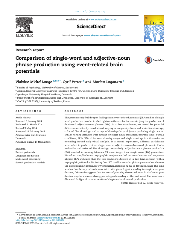 (PDF) Comparison of single-word and adjective-noun phrase production using event-related brain ...