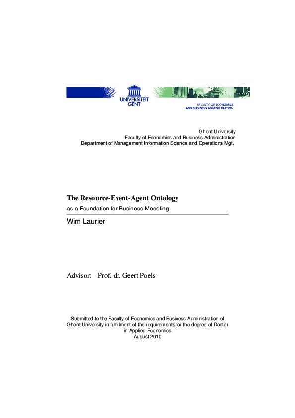 (PDF) The resource-event-agent ontology as a foundation for business modeling