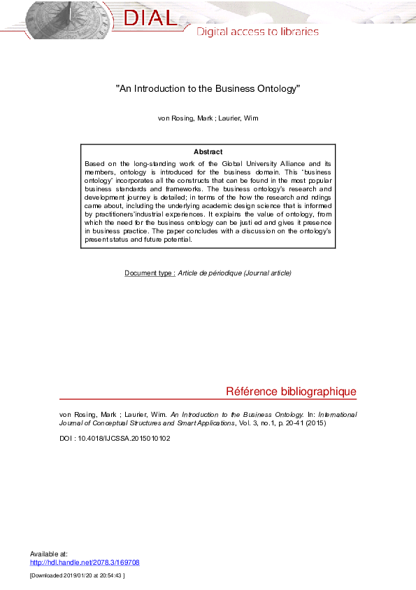 (PDF) An Introduction to the Business Ontology