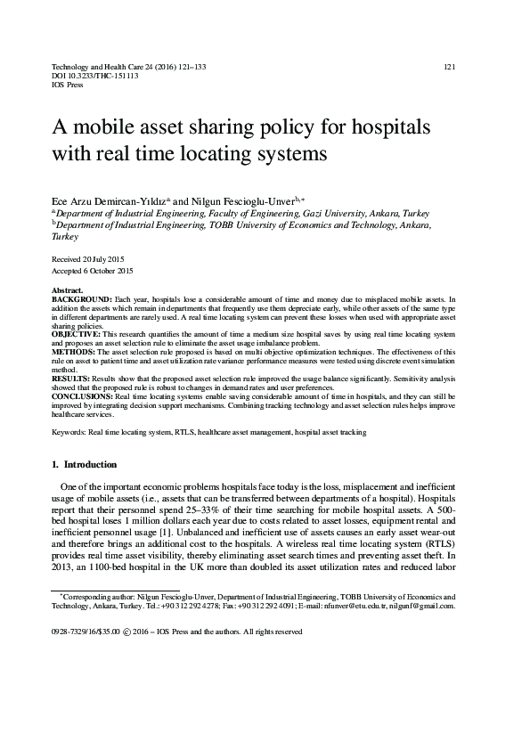 (PDF) A mobile asset sharing policy for hospitals with real time ...