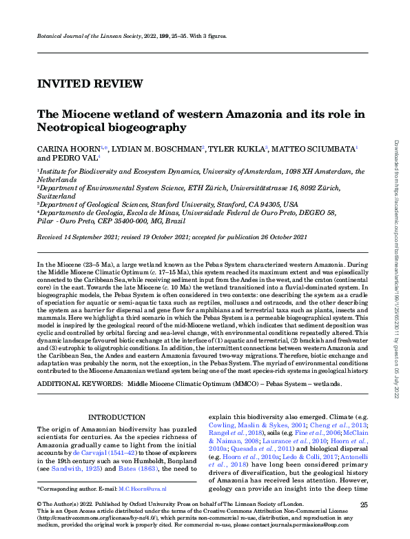 (PDF) The Miocene wetland of western Amazonia and its role in ...