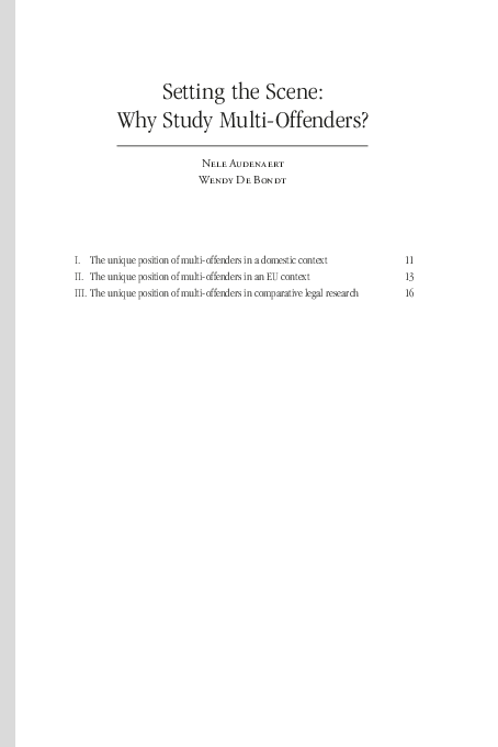 (PDF) Setting the scene : why study multi-offenders?