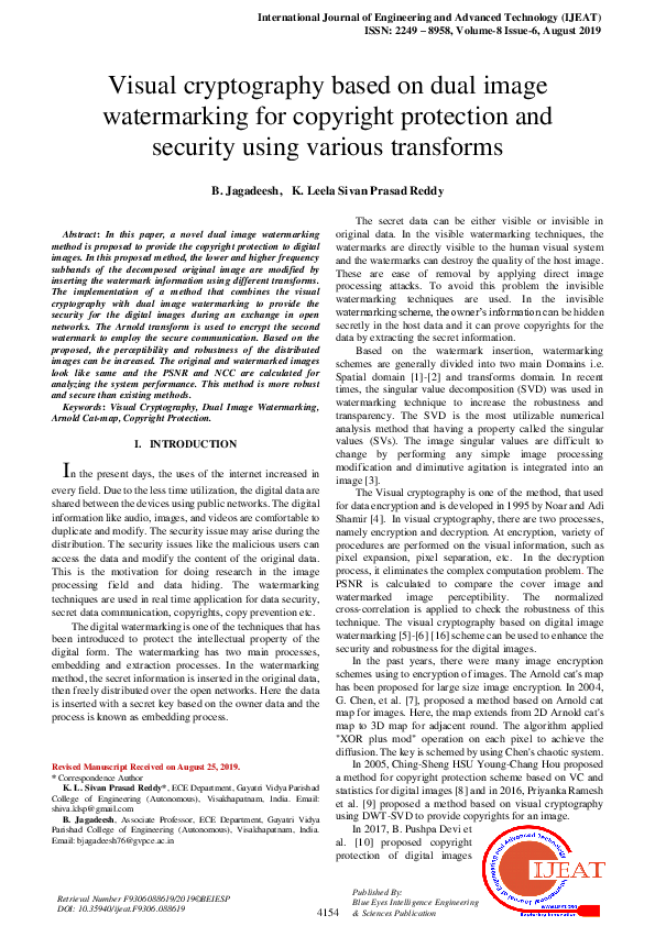 (PDF) Visual cryptography based on dual image watermarking for copyright protection and security ...