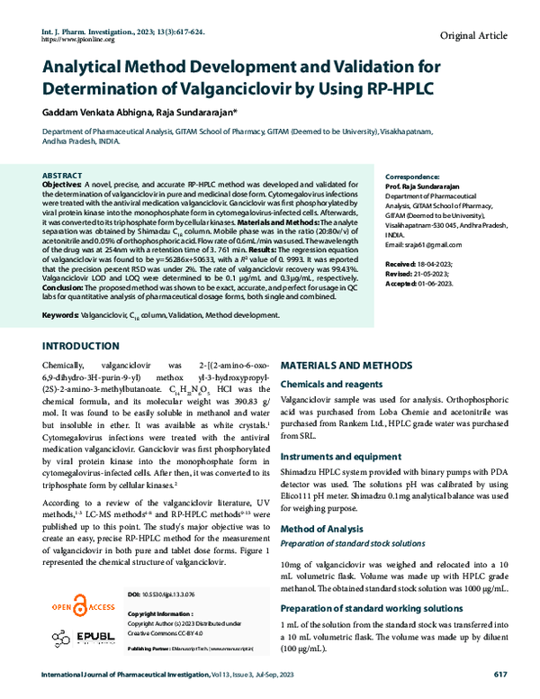 Pdf Analytical Method Development And Validation For Determination Of
