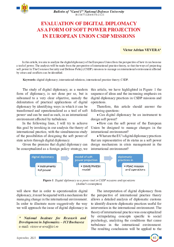(PDF) EVALUATION OF DIGITAL DIPLOMACY AS A FORM OF SOFT POWER ...