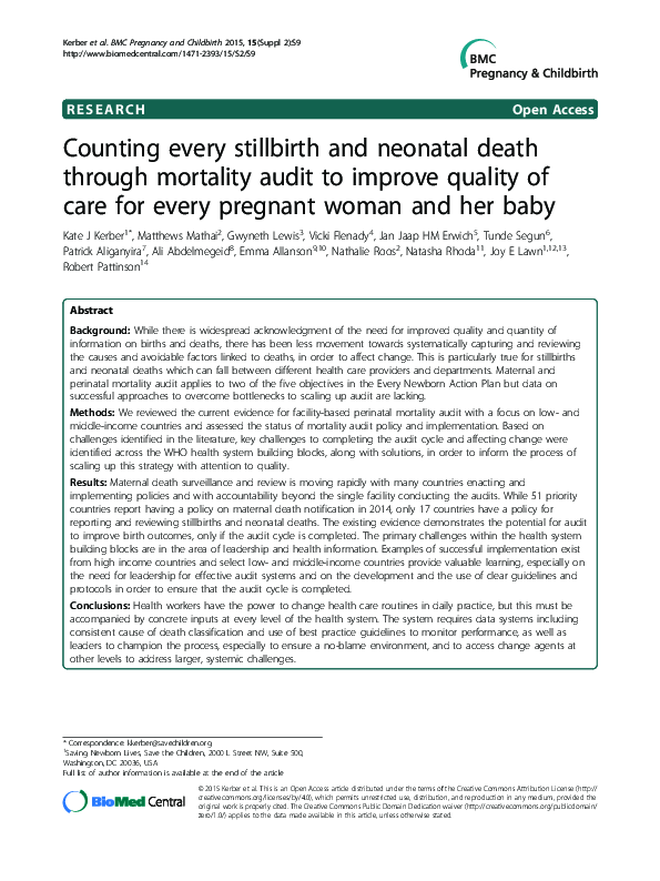 (PDF) Counting every stillbirth and neonatal death through mortality ...