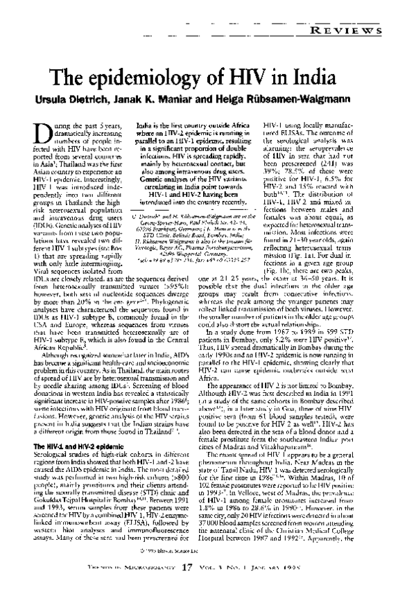 (PDF) The epidemiology of HIV in India