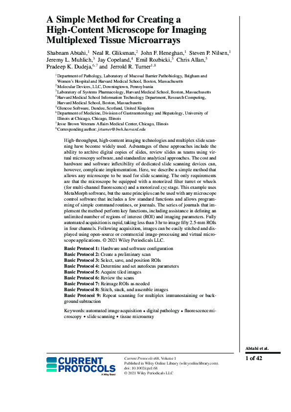 (PDF) A Simple Method for Creating a High‐Content Microscope for Imaging Multiplexed Tissue ...