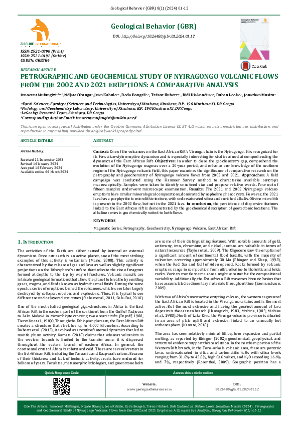 (PDF) Petrographic and geochemical study of Nyiragongo volcanic flows ...
