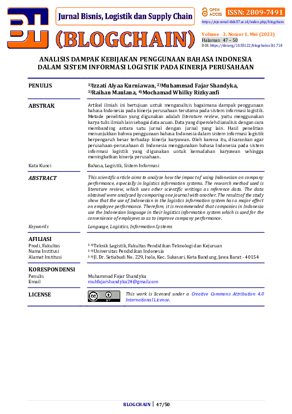 (PDF) Analisis Dampak Kebijakan Penggunaan Bahasa Indonesia Dalam ...