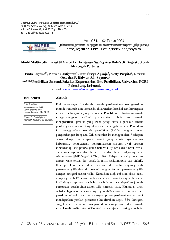 (PDF) Model Multimedia Interaktif Materi Pembelajaran Passing Atas Bola ...