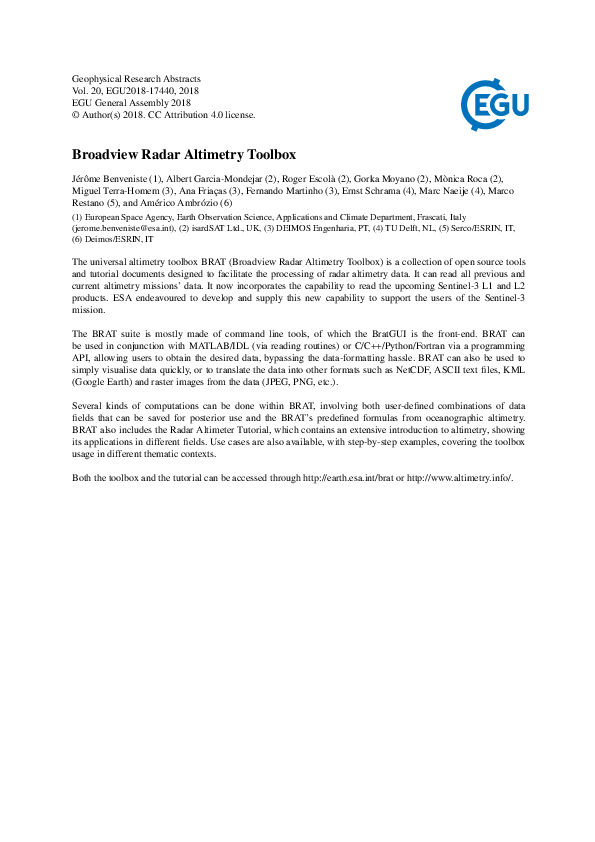 (PDF) Broadview Radar Altimetry Toolbox