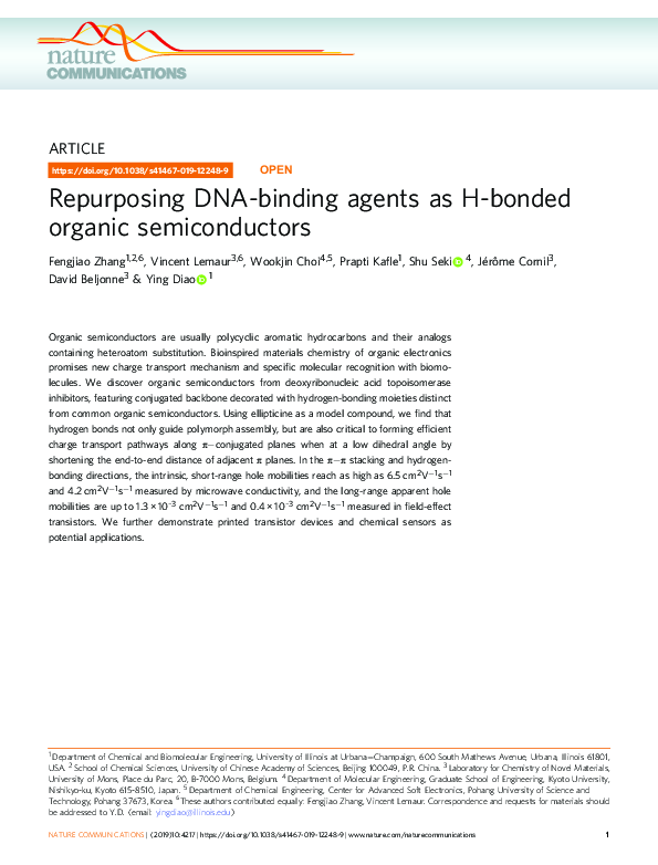 (PDF) Repurposing DNA-binding agents as H-bonded organic semiconductors