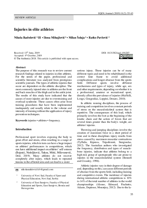 (PDF) Injuries in elite athletes