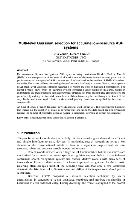(PDF) Multi-level Gaussian selection for accurate low-resource ASR systems | Leïla Ben Letaifa ...
