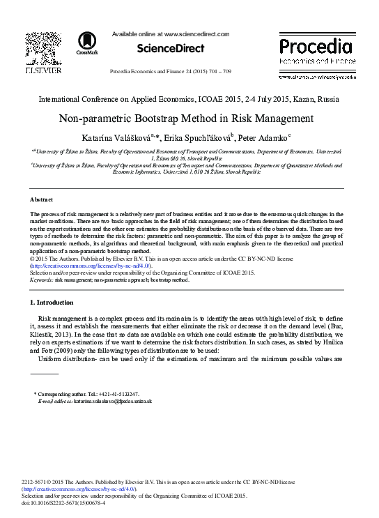 (PDF) Non-parametric Bootstrap Method in Risk Management