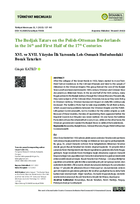 (PDF) The Budjak Tatars on the Polish-Ottoman Borderlands in the 16 th ...