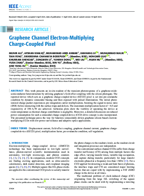 (PDF) Graphene Channel Electron-Multiplying Charge-Coupled Pixel