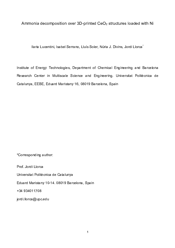 (PDF) 3D-Printed Ni/CeO2 for Enhanced Ammonia Decomposition