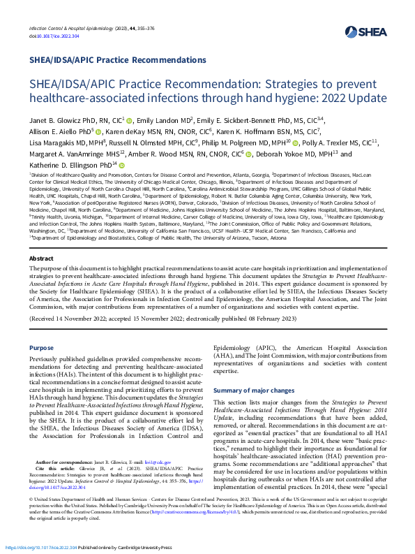 (PDF) SHEA/IDSA/APIC Practice Recommendation: Strategies to prevent ...