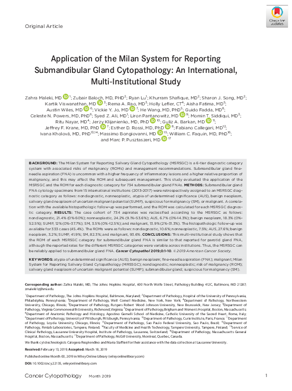 (PDF) Application of the Milan System for Reporting Submandibular Gland ...