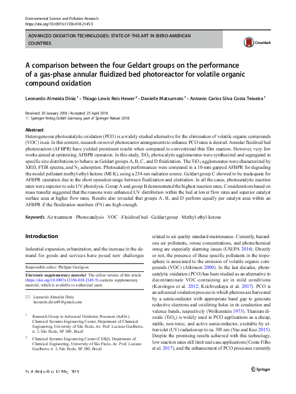 (PDF) A comparison between the four Geldart groups on the performance ...