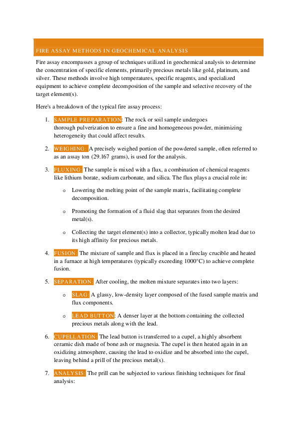 (PDF) Fire Assay Methods in Geochemical Analysis