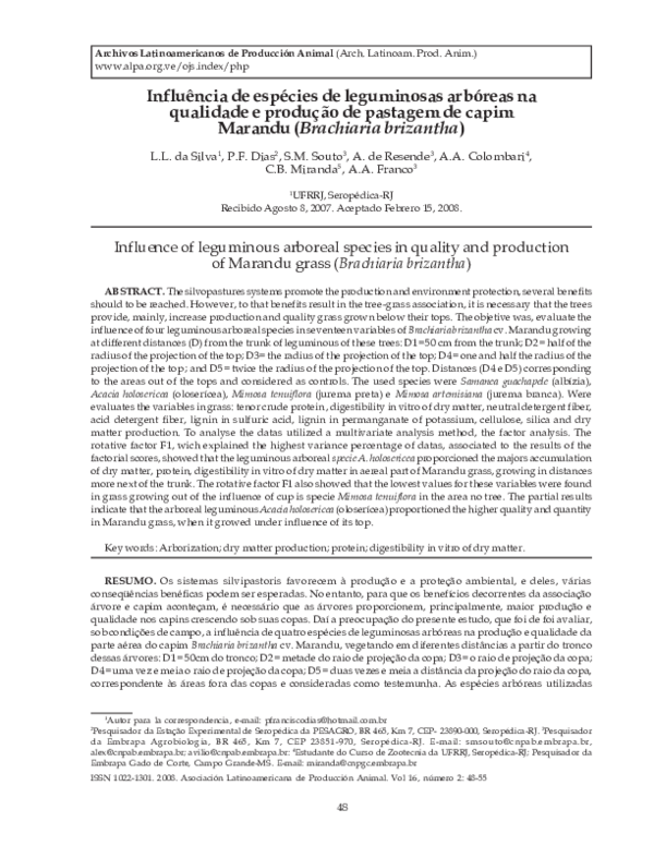 (PDF) Influência de espécies de leguminosas arbóreas na qualidade e ...