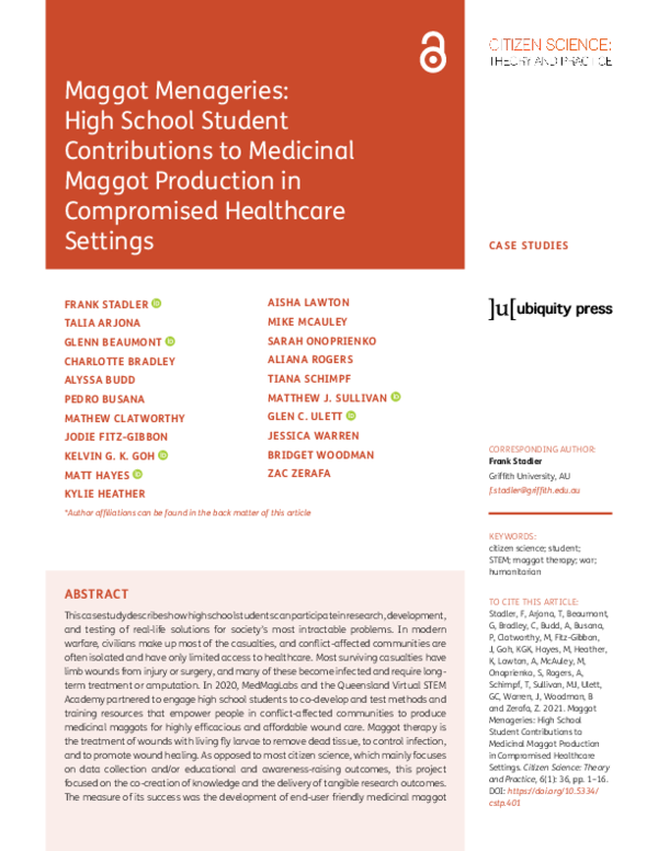 (PDF) Maggot Menageries: High School Student Contributions to Medicinal ...