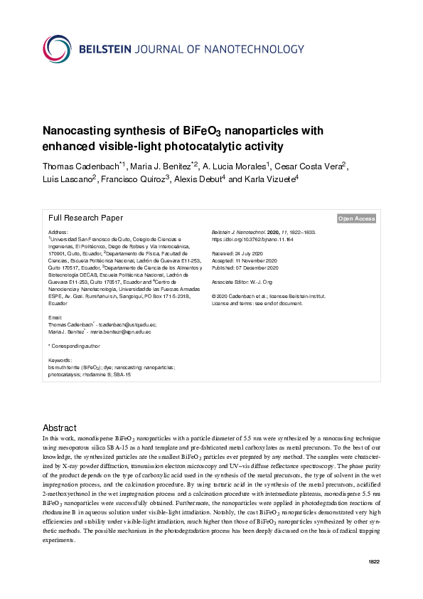 (PDF) Nanocasting synthesis of BiFeO3 nanoparticles with enhanced visible-light photocatalytic ...